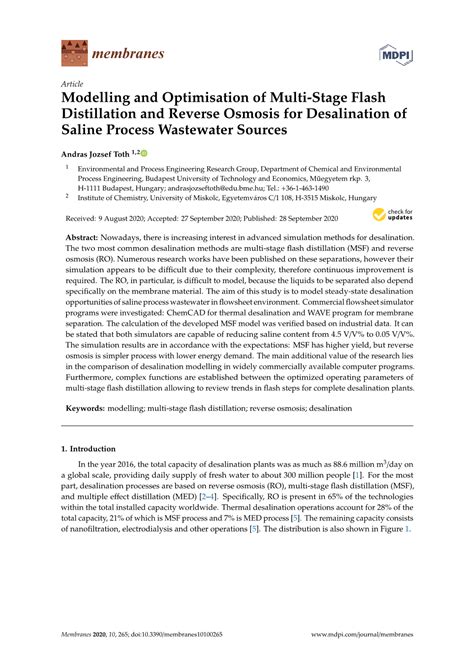 Modelling And Optimisation Of Multi Stage Flash Distillation And