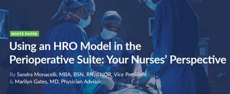 Using An Hro Model In The Perioperative Suite Your Nurses Perspective