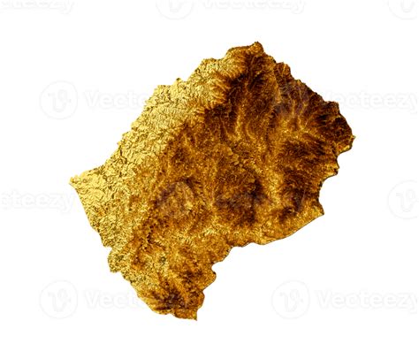 Lesotho Map Golden Metal Color Height Map 3d Illustration 47429718 PNG