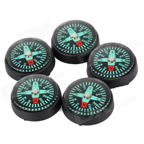 25mm Mini Outdoor Survival Button Compass Black Green 5 Pcs