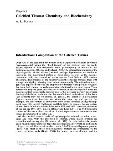 Calcified Tissues Chemistry And Biochemistry Pdf Bone Extracellular Matrix