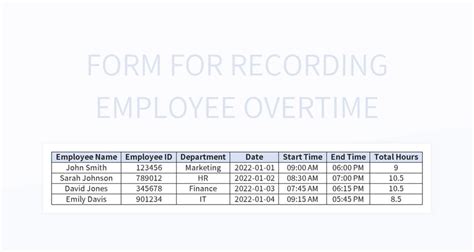 Free Overtime Form Templates For Google Sheets And Microsoft Excel Slidesdocs