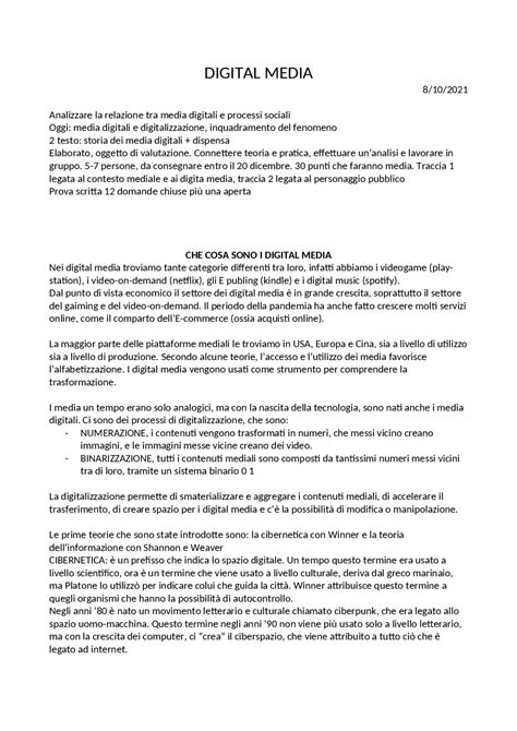 Appunti Di Digital Media Docsity