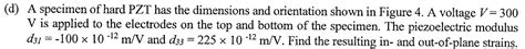 Solved D A Specimen Of Hard Pzt Has The Dimensions And
