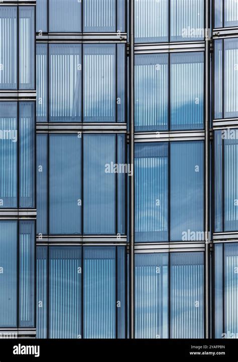 Brussels Old Town Belgium 07 05 2019 Abstract View Of The Rectangular Blue Windows In Glass