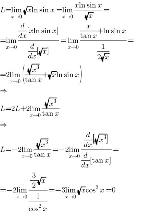 Evaluate Lim X 0 X Ln Sin X Tinku Tara