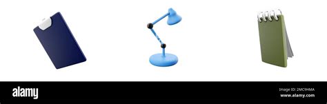 3d Render Folder Light Bulb Notebook Icon Set On White Background 3d