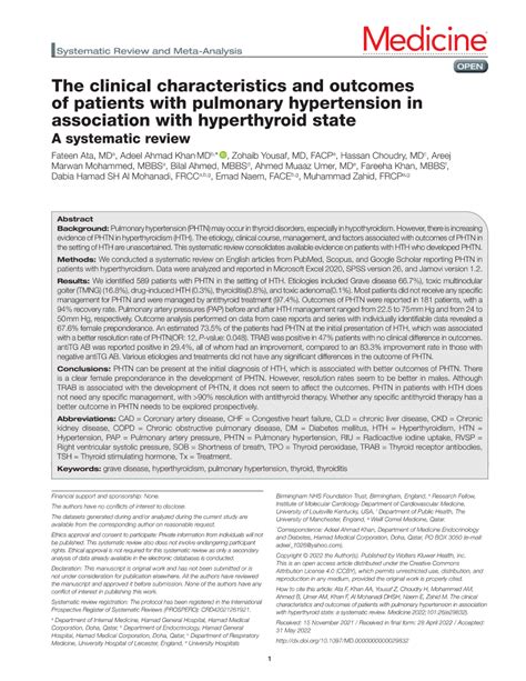 Pdf The Clinical Characteristics And Outcomes Of Patients With Pulmonary Hypertension In
