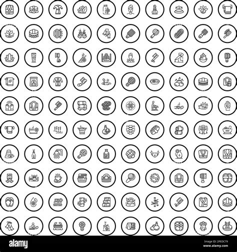 100 Spa Icons Set Outline Illustration Of 100 Spa Icons Vector Set