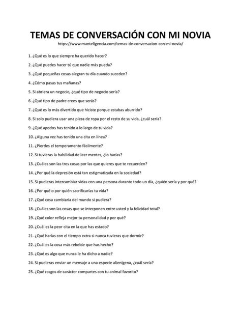 Lista Descargable Y Imprimible De Tema De Conversación Perfecto Para Tu