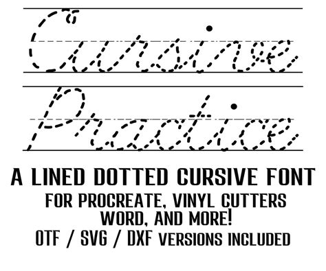 Dotted Cursive Font Lined Cursive Handwriting Practice Font Svg Dot