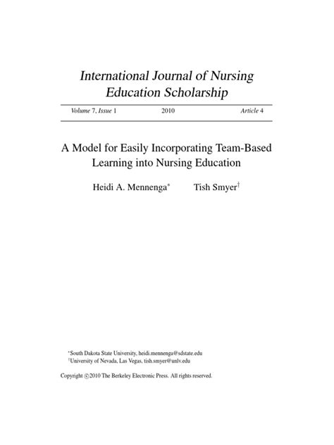 A Model For Easily Incorporating Team Based Learning Into Nursing
