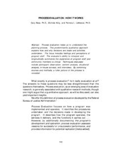 PROCESS EVALUATION HOW IT WORKS Ed Process Evaluation How It Works