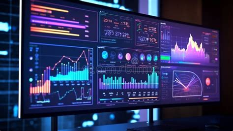 Analytical Perspective Monitor Screen Displaying Digital Analytics Data Visualization And