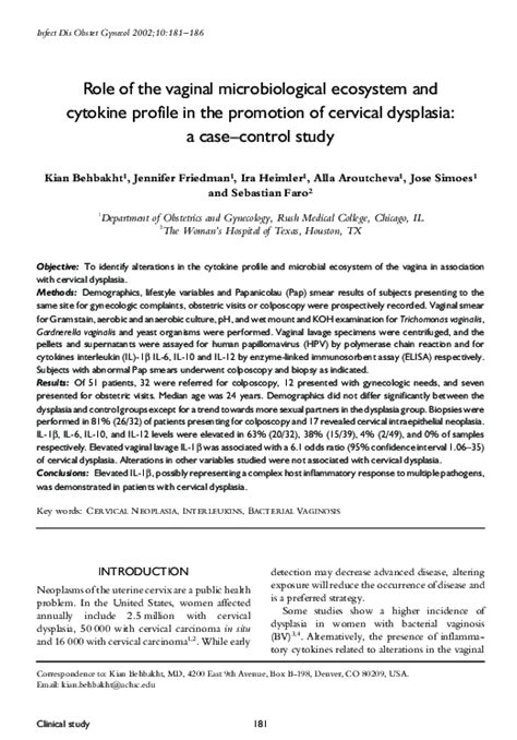 Pdf Role Of The Vaginal Microbiological Ecosystem And Cytokine