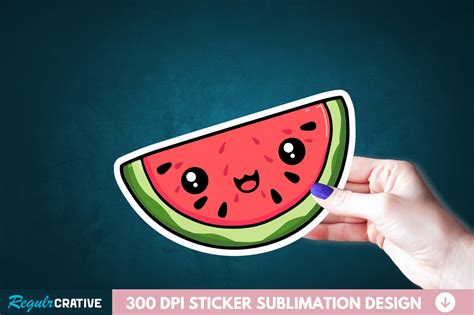 Cute Kawaii Watermelon Sticker Clipart Graphic By Regulrcrative