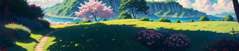 1125x243 Resolution Anime Field 4k Anime Landscape 1125x243 Resolution