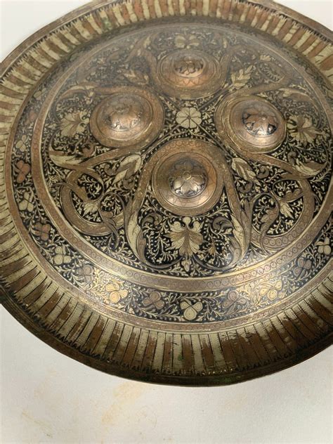 Proantic Round Shield In Damascus Steel Indo Persian 19th Century