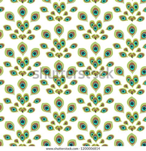 Vector Seamless Pattern Bright Green Peacock Stock Vector Royalty Free