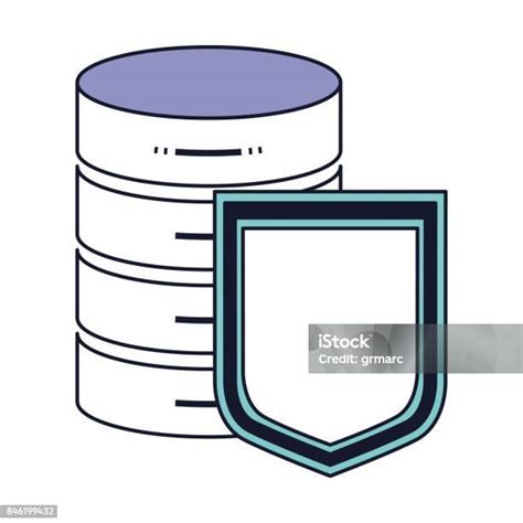 서버 호스팅 스토리지 및 보호 방패 아이콘 색상 섹션 실루엣 가상현실에 대한 스톡 벡터 아트 및 기타 이미지 가상현실 개념