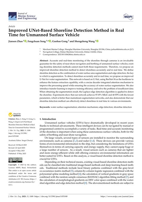 Pdf Improved Unet Based Shoreline Detection Method In Real Time For