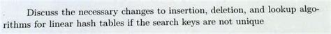 Solved Discuss The Necessary Changes To Insertion Deletion And Lookup