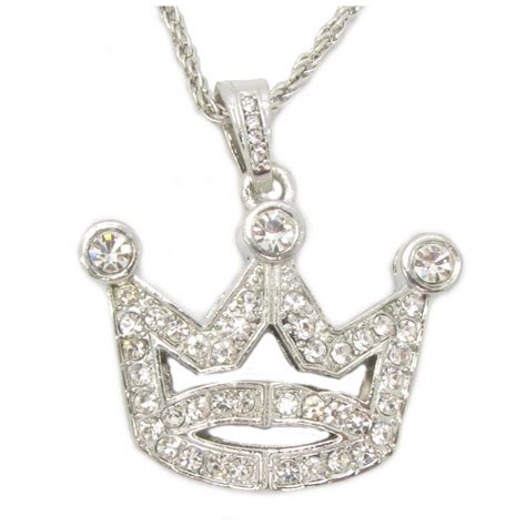 PLAYAZ Anhänger Bling Crown XXL Kristall Platin rhodiniert Kette inklusive Monarch Luxus