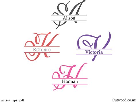 Split Monogram Split Monogram Frame Alphabet Digital Etsy