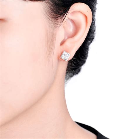 Bông Tai Bạc đính đá Pnjsilver Hình Vuông Xmxmk000136