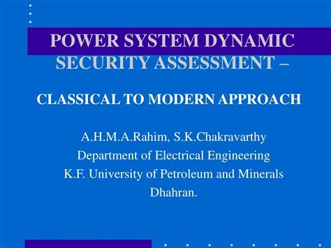 Ppt Power System Dynamic Security Assessment Powerpoint