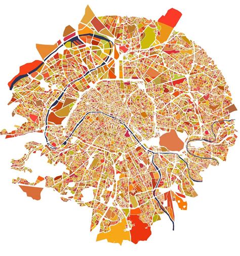 Map Of The City Of Paris France Stock Vector Illustration Of Plan