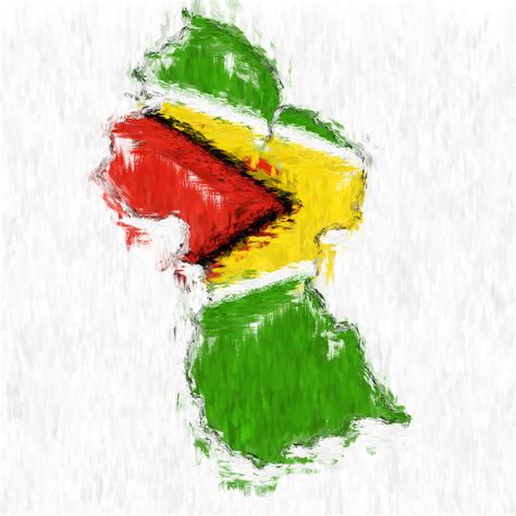 Guyana Painted Flag Map Painting By Antony McAulay Fine Art America