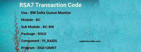RSA7 SAP Tcode For BW Delta Queue Monitor