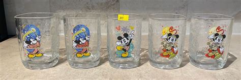 Vintage Collectible Mickey Mouse Mcdonalds Glasses 5 In Total Beck