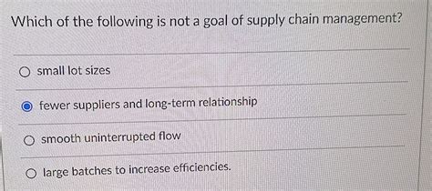 Solved Which of the following is not a goal of supply chain | Chegg.com