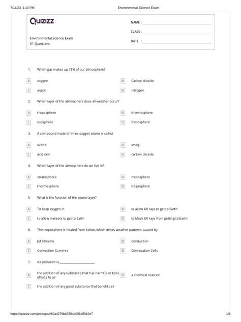 Environmental Science Exam 2 Pdf Atmosphere Of Earth Atmosphere