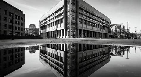 Modern Rectangular Building With A Grid Like Facade Featuring Vertical And Stock Illustration