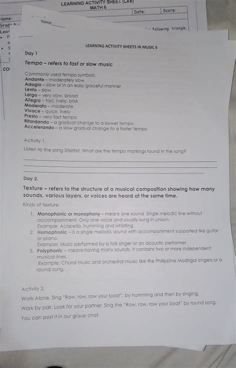 Solved Learning Activity Sheet Las Math 6 Name Date Score Name Grad