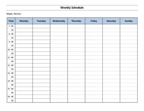 Construction Schedule Template Excel Free Download Weekly Schedule