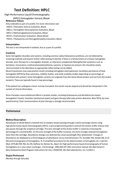 Bahrain Medical Laboratory High Performance Liquid Chromatography