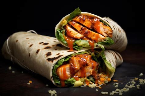 Premium Photo Spicy Grilled Chicken Avocado Wrap