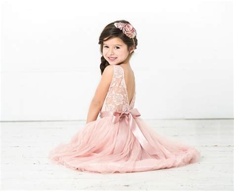 Blush Pink Flower Girl Dress Flower Girl Dresses Bohemian Flower Girls Dresses Tulle Flower