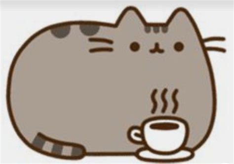 Pusheen Sticker Adorable Pusheen Sipping Coffee