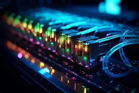 Premium Ai Image Network Cables Connected To Switch Close Up Of Data Center Hardware Technology
