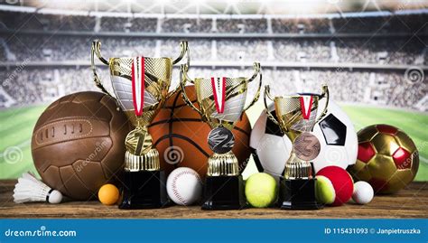 Winner Trophy Sport Equipment And Balls Stock Image Image Of