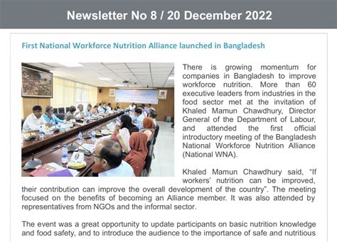 Workforce Nutrition Newsletter No8 Workforce Nutrition Alliance