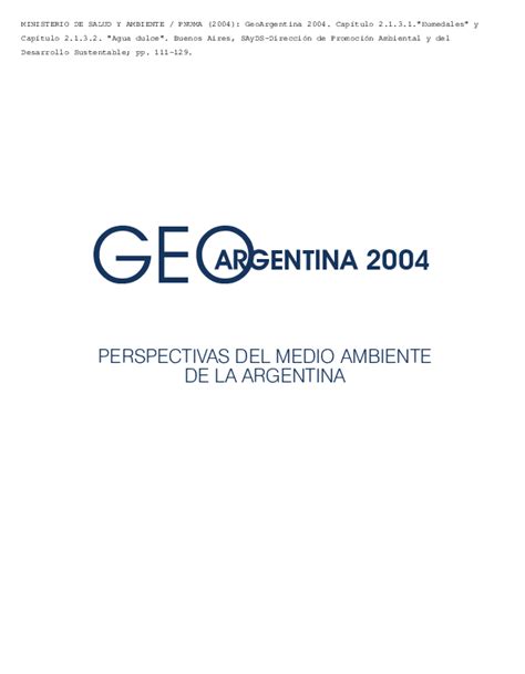 Pdf Geo Argentina 2004 Perspectivas Del Medio Ambiente De La Argentina