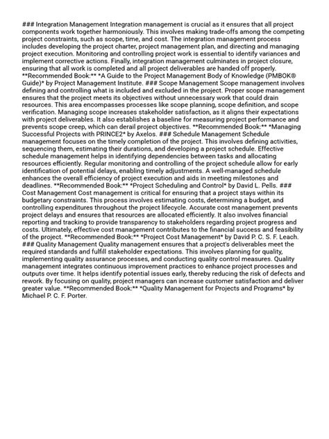 Project Management Knowledge Areas Part 1 Pdf Project Management Business