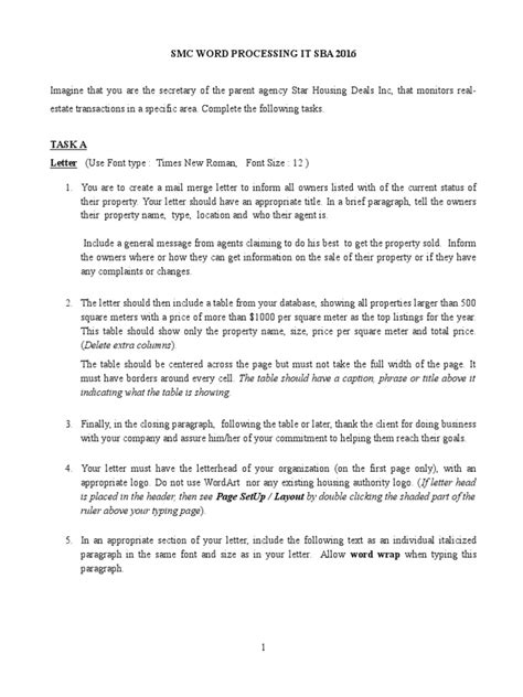 Word Processing Sba 2017 Pdf Typefaces Times New Roman