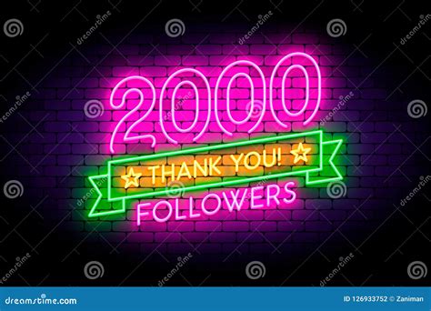 2000 Followers Neon Sign On The Wall Stock Vector Illustration Of